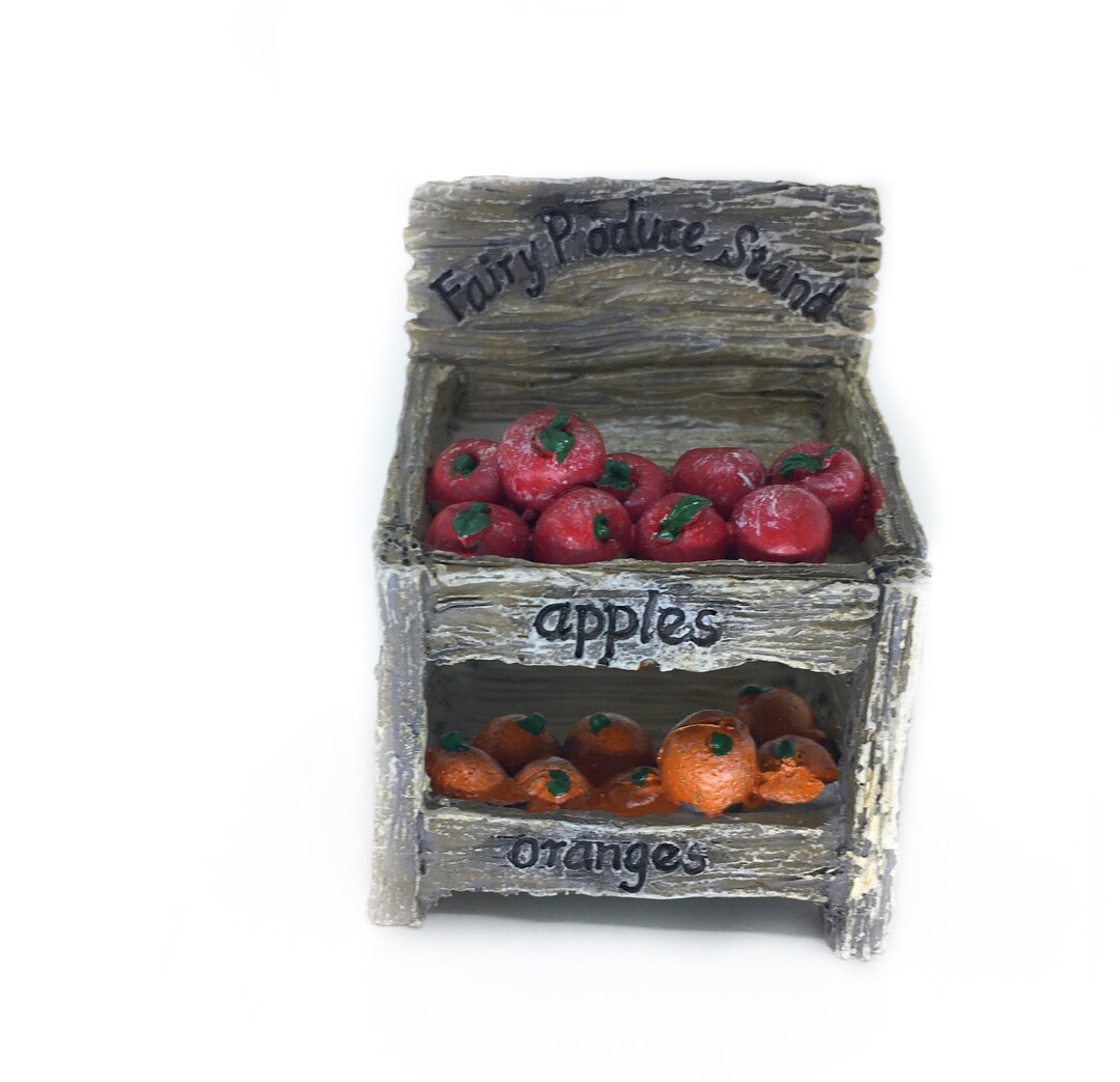 Miniature Rustic Fruit Stand, Fairy Produce Stand, Miniature Apples and ...