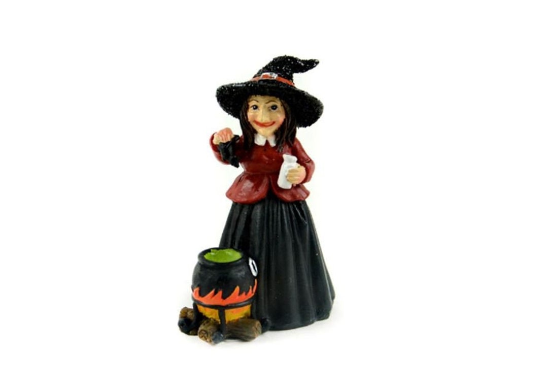 3" Halloween Witch Figurine, Miniature Witch With a Cauldron, Fall ...