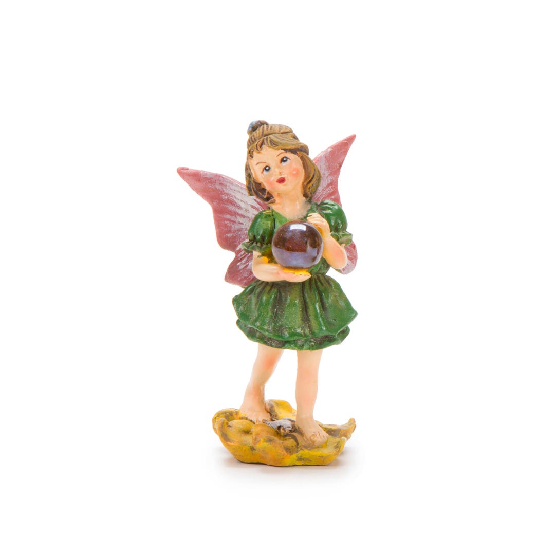 Miniature Standing Fairy in Green With Gazing Ball - Etsy