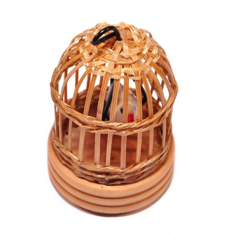 Miniature Bamboo Bird Cage With Bird Dollhouse Birdcage - Etsy