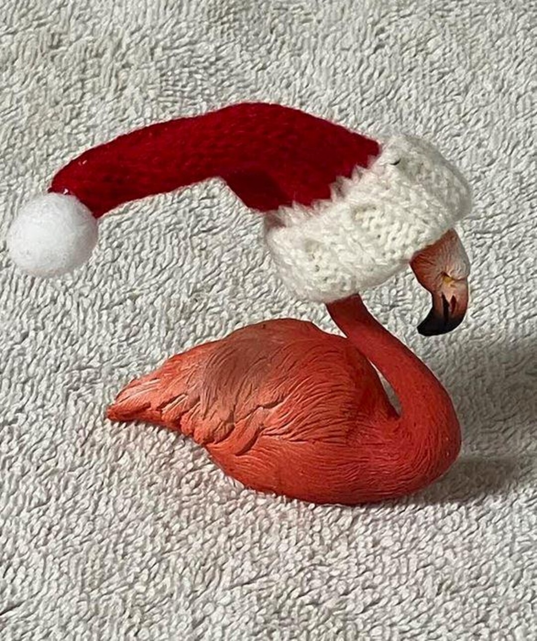 Miniature Flamingo in a Santa Hat, Festive Flamingo, Whimsical Holiday ...