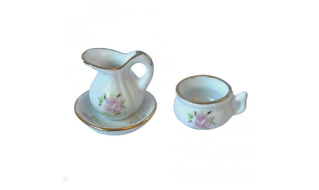 Dollhouse Miniature Bathroom Washing Pitcher, Bowl and Chamber Pot - Etsy