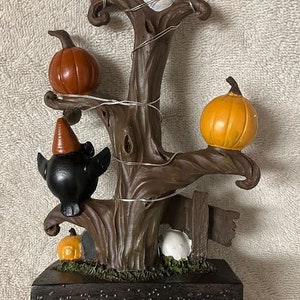 Halloween Tree Miniature, LED Spooky Tree, Fall Fairy Garden, Halloween ...