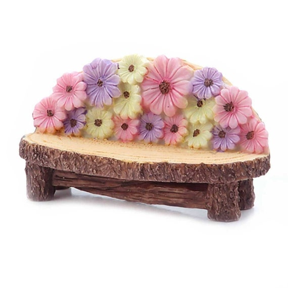 Spring Bench With Flowers Pink and Purple Flower Bench - Etsy