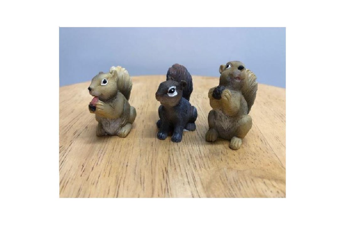 Set of 3 Miniature Squirrels, Fairy Garden Woodland Animal Trio ...
