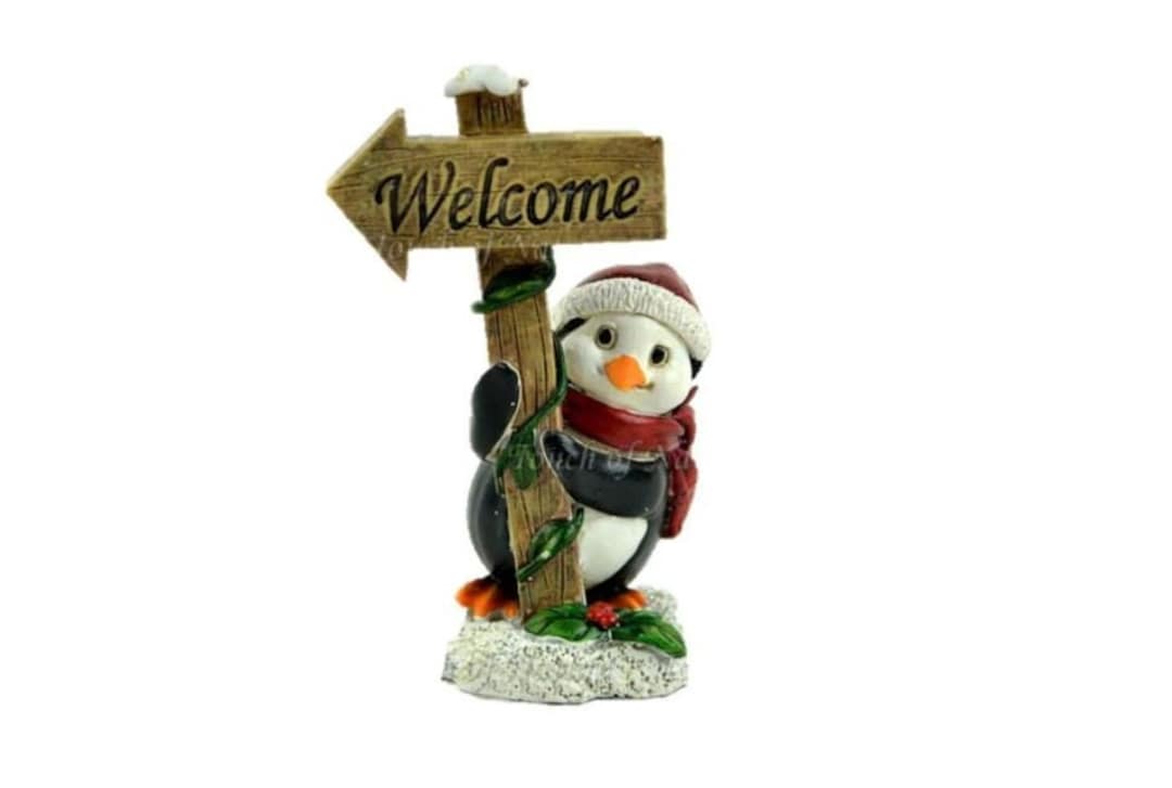 Miniature Penguin With Welcome Sign - Etsy