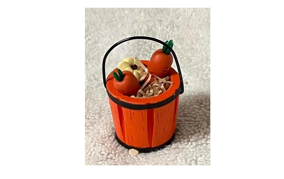 Miniature Orange Pail With Pumpkin and Carrots - Etsy