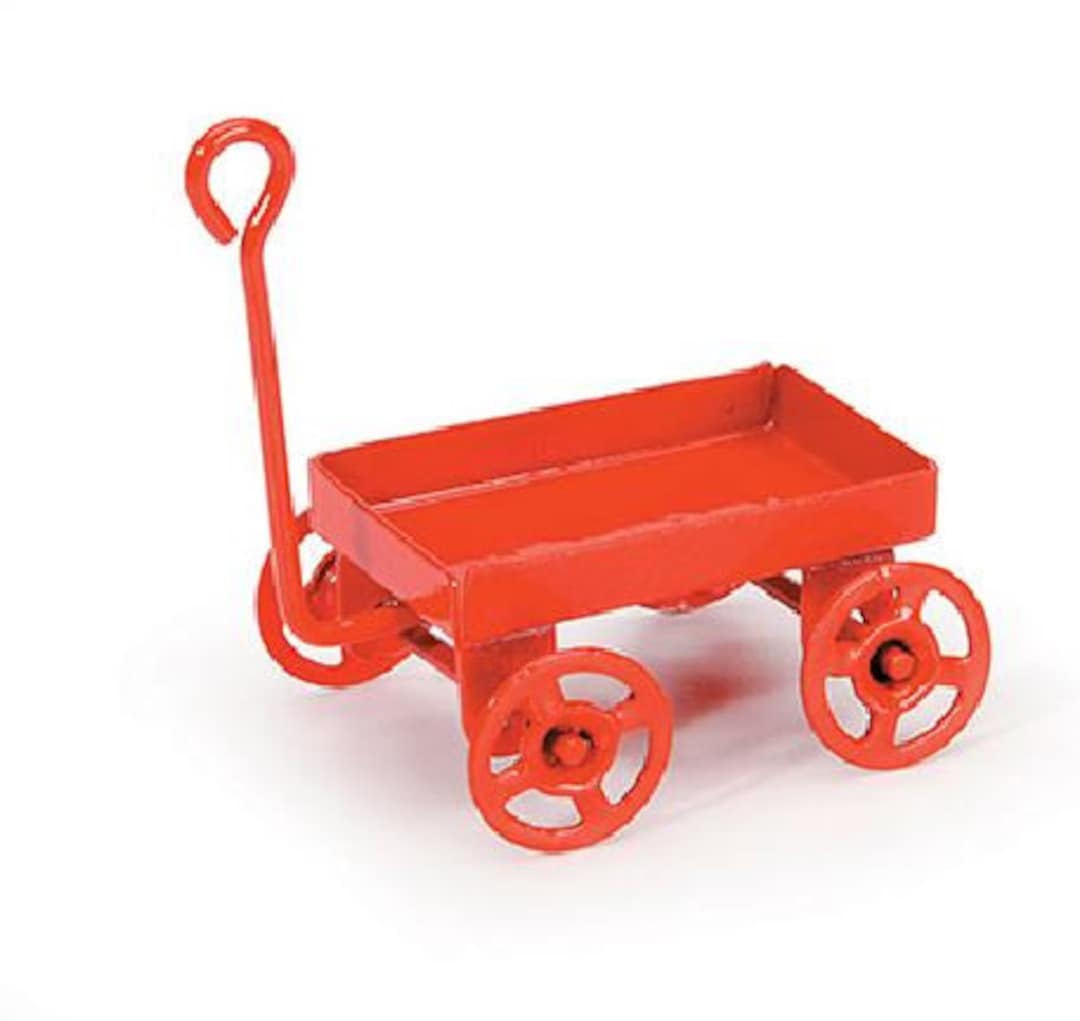 Red Wagon Miniature, Dollhouse Wagon, Miniature Metal Wagon Outdoor Fun ...