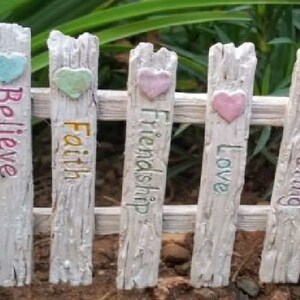 Fairy Garden Fence With Words, Friendship Fence, 3" High Inspirational ...