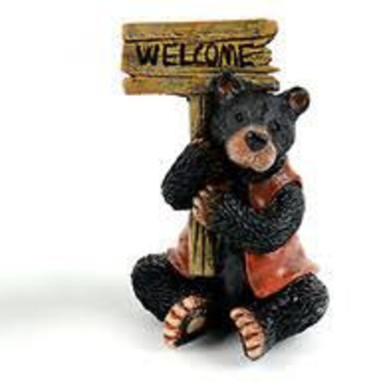 Black Bear Holding Welcome Sign Sitting Black Bear Woodland - Etsy