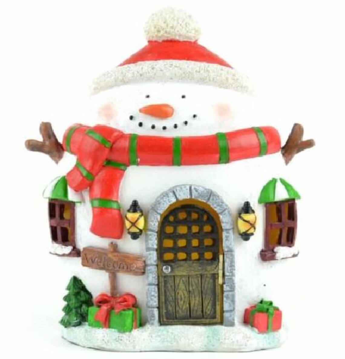 LED Snowman House, 8" Winter Fairy Garden House, Holiday Centerpiece ...