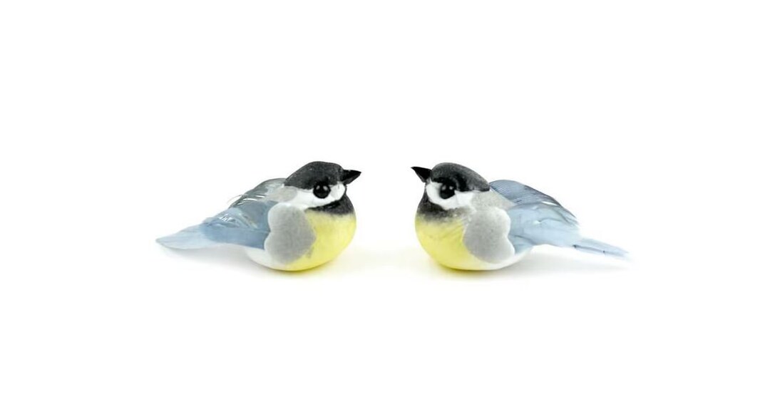 1.5" Titmouse Bird Pair Micro Mini Blue Bird Pair, Birds for Crafts and ...