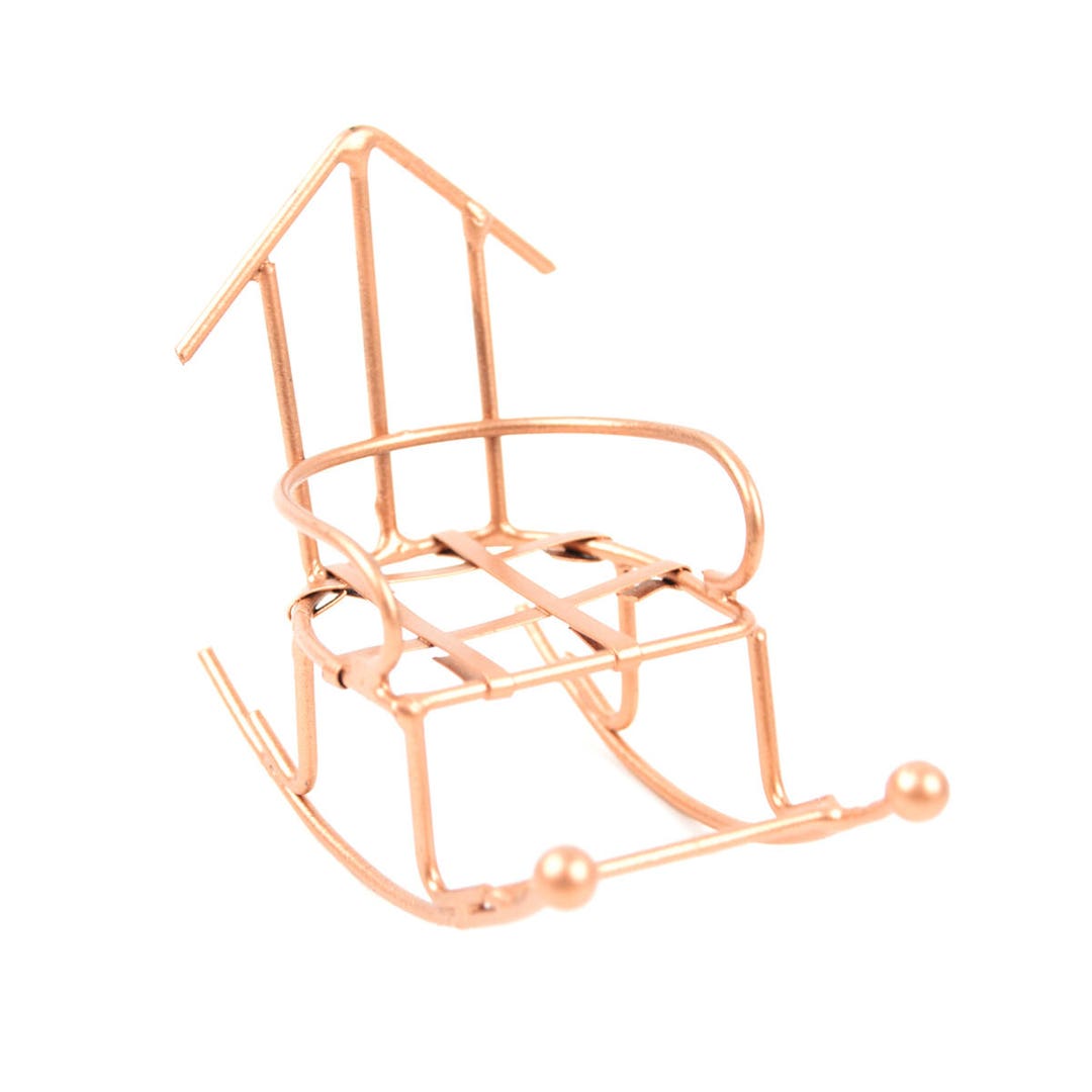 Miniature Copper Wire Rocking Chair, Fairy Garden Outdoor Metal Rocker ...