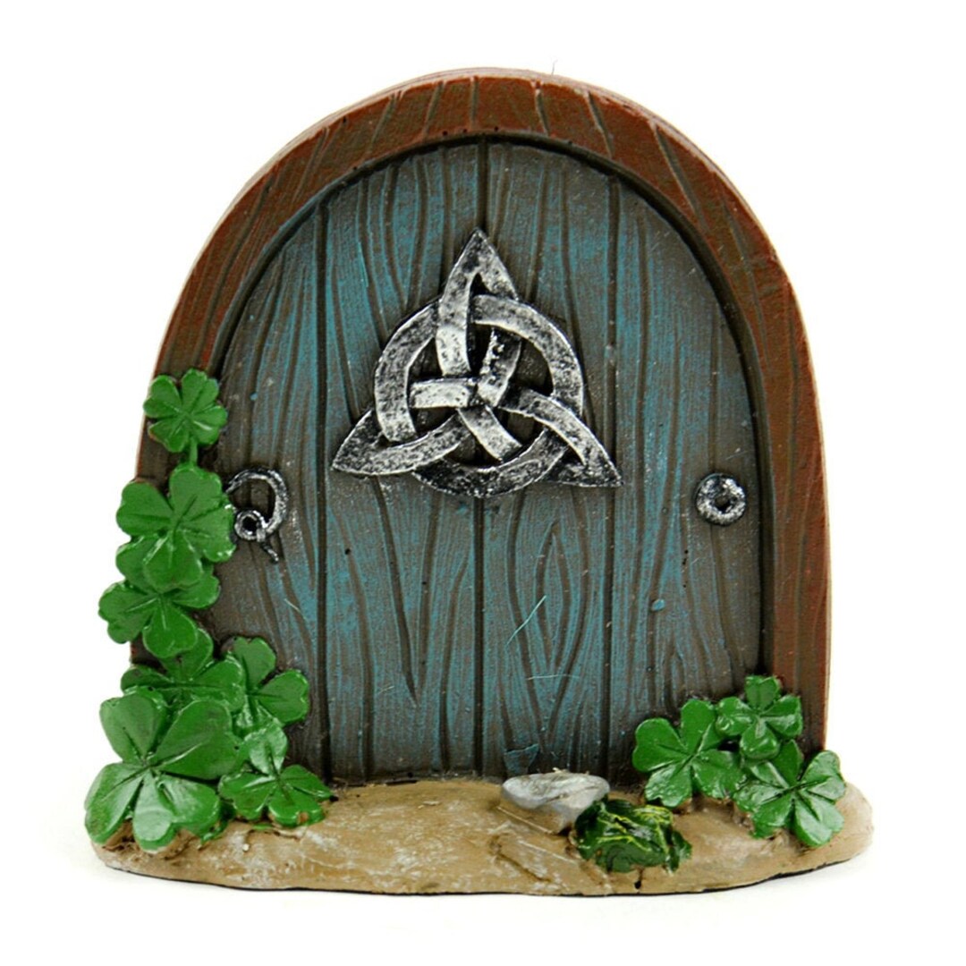 Miniature Celtic Door, Irish Door, Blue Door, Celtic Symbol on Door, Shamrock Door, Leprechaun ...