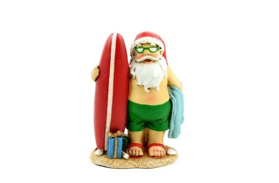 Beach Santa Surfboard Santa Holiday Decor Holiday Gift - Etsy