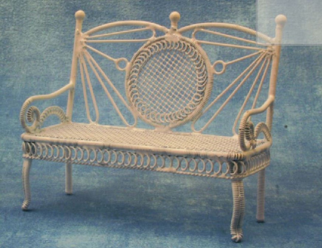 Miniature White Metal Bench, Dollhouse Seating, Fairy Garden Bench - Etsy