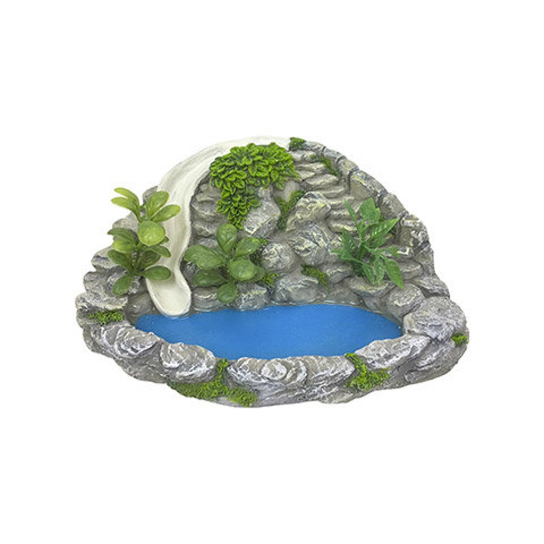 Miniature Pond With With Rock Wall and Waterslide, Fairy Garden Water ...