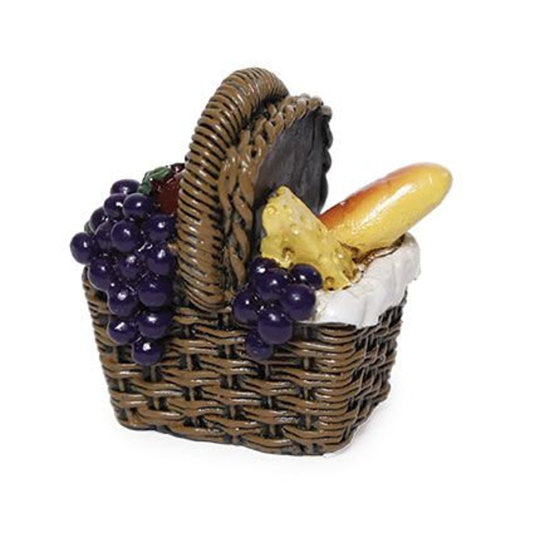 1.5" Picnic Basket, Miniature Fruit Basket, Fairy Garden Picnic - Etsy