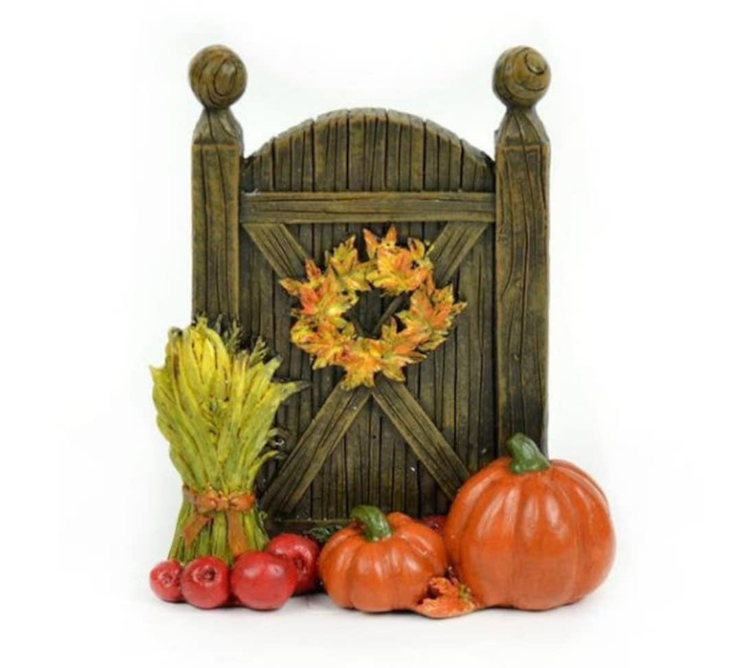 Fall Harvest Gate With Pumpkins, Fairy Garden Door, Autumn Decor, Fairy ...