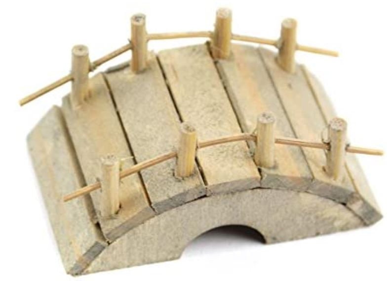 Micro Mini Rustic Brown Wooden Bridge, Wood Bridge With Rails, Troll ...