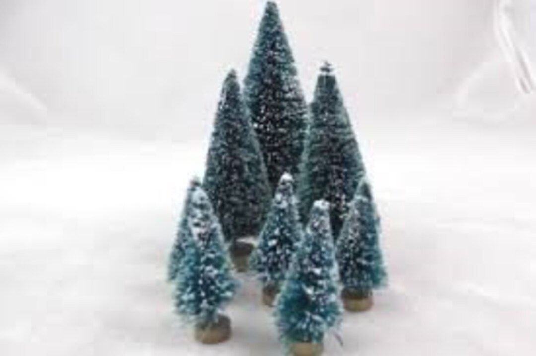 Set of 7 Miniature Pine Trees With Snow, Evergreen Trees, Fairy Garden ...
