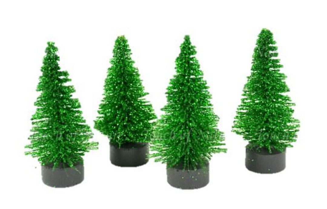 Miniature Glittery Pine Trees, Evergreen Trees, Fairy Garden Christmas ...