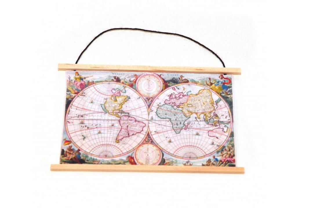 Miniature Old World Map, Dollhouse Miniature Hanging World Map - Etsy