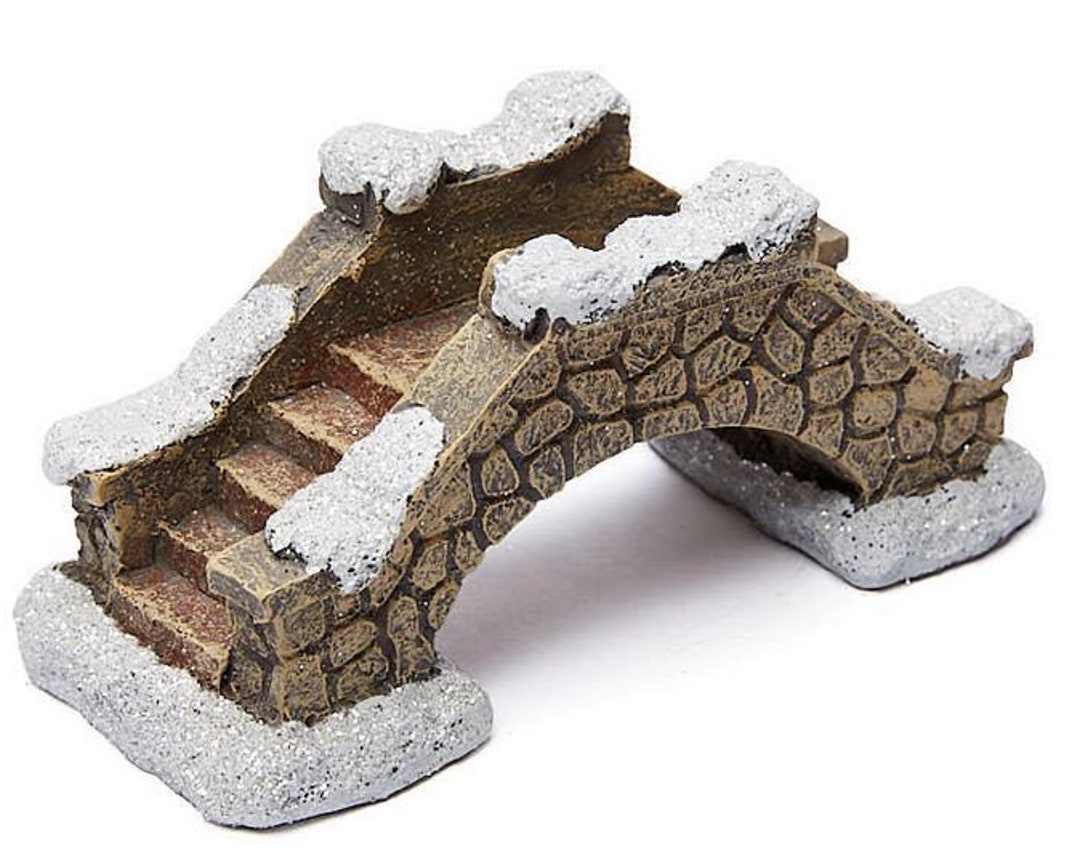 6" Snow Covered Bridge, Christmas Bridge, Holiday Fairy Garden Bridge ...