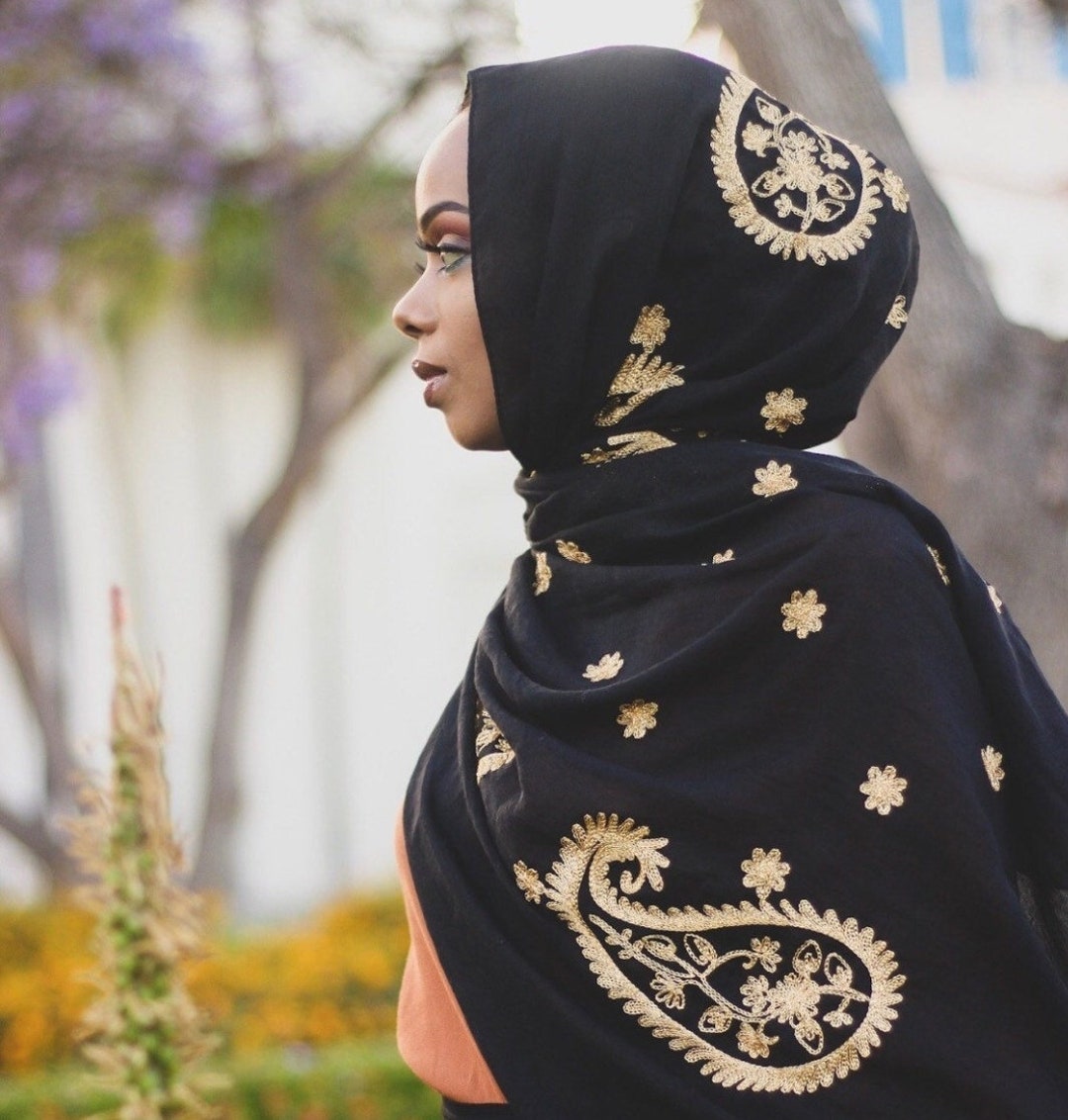 Embroidered Shimmer Hijab Wrap Head Scarf Shawl Wrap for Women - Etsy