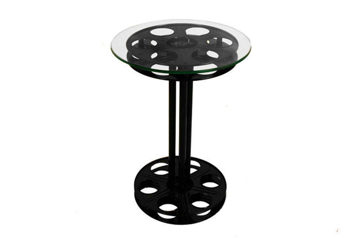 Home Theater Movie Reel Table - Cinema Film Reel End Table - Black ...