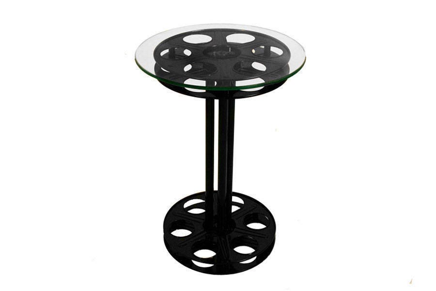 Home Theater Movie Reel Table - Cinema Film Reel End Table - Black ...