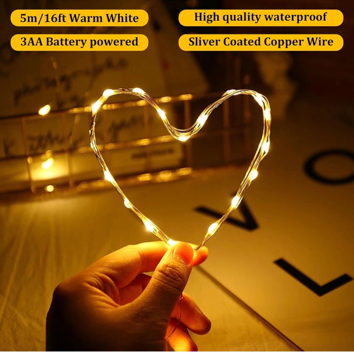LED Battery Operated String Fairy Light Silver Wire Warm White Garden ...