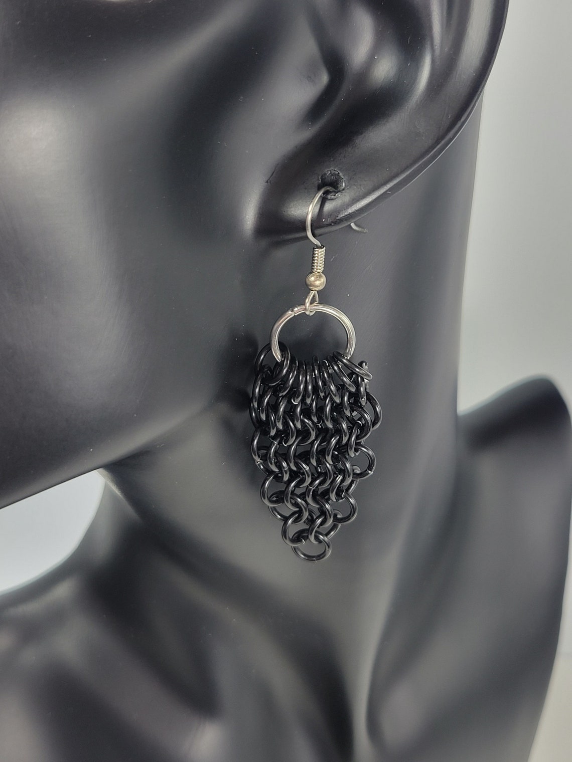 Black Chainmail Earrings 10 Year Anniversary Gift for Her - Etsy
