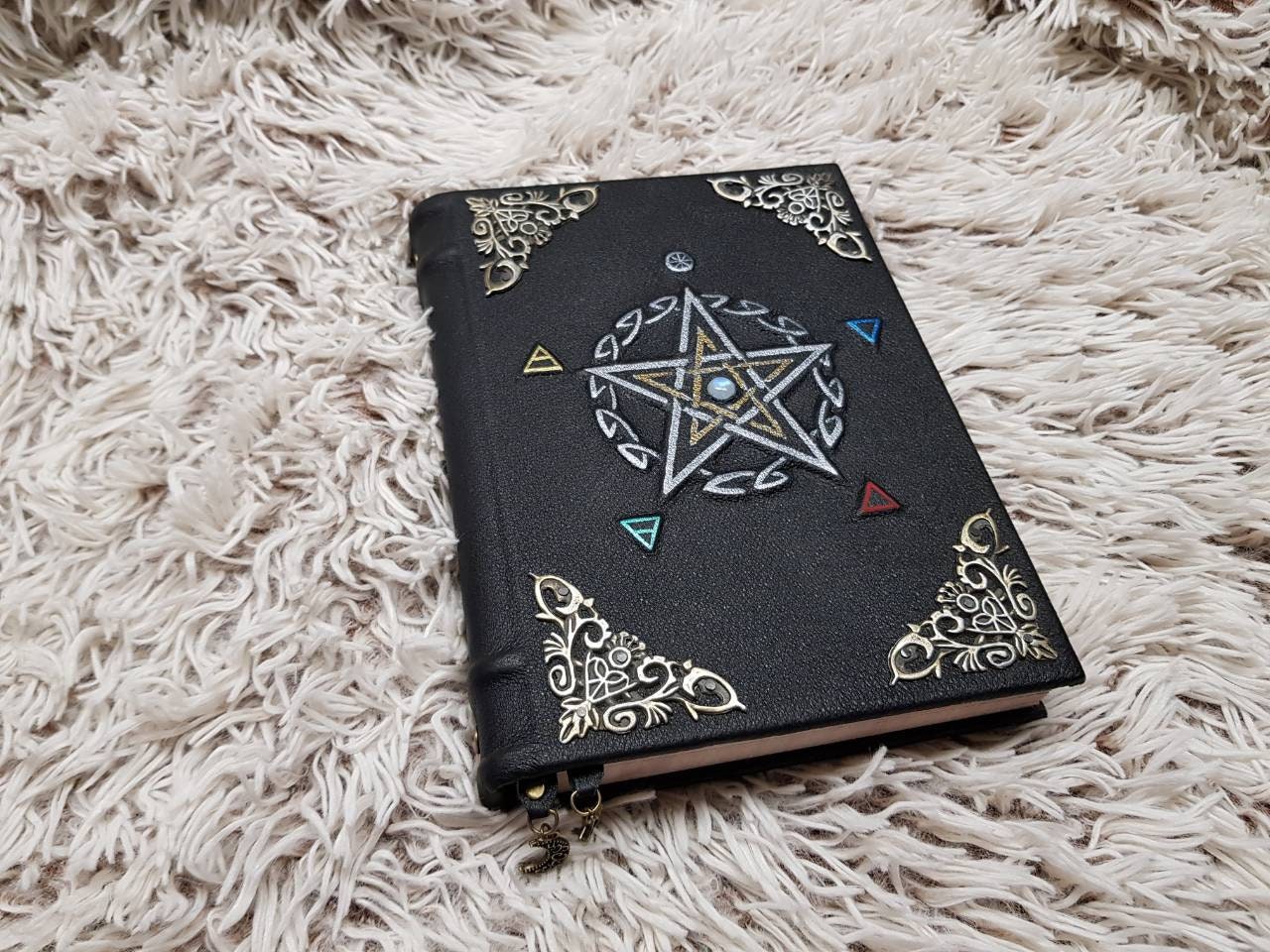 Leather Handmade Grimoire Spell Book Book of Shadows Natural | Etsy