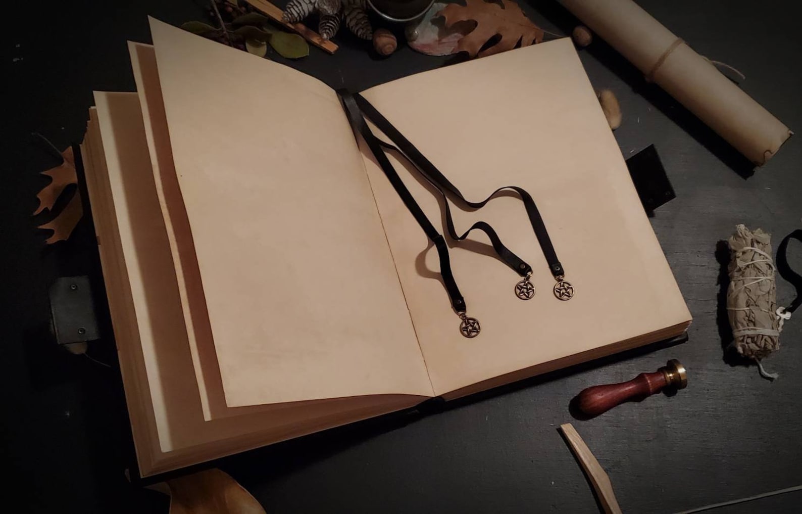 Medieval Spellbook Grimoire Pentagram Leather Handmade Book - Etsy