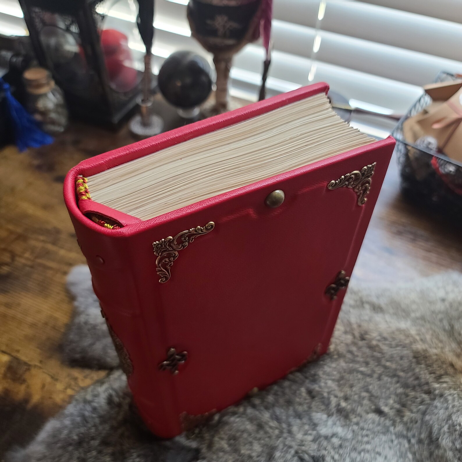 Red Vintage Leather Notebook Grimoire Spellbook Book of Shadows - Etsy