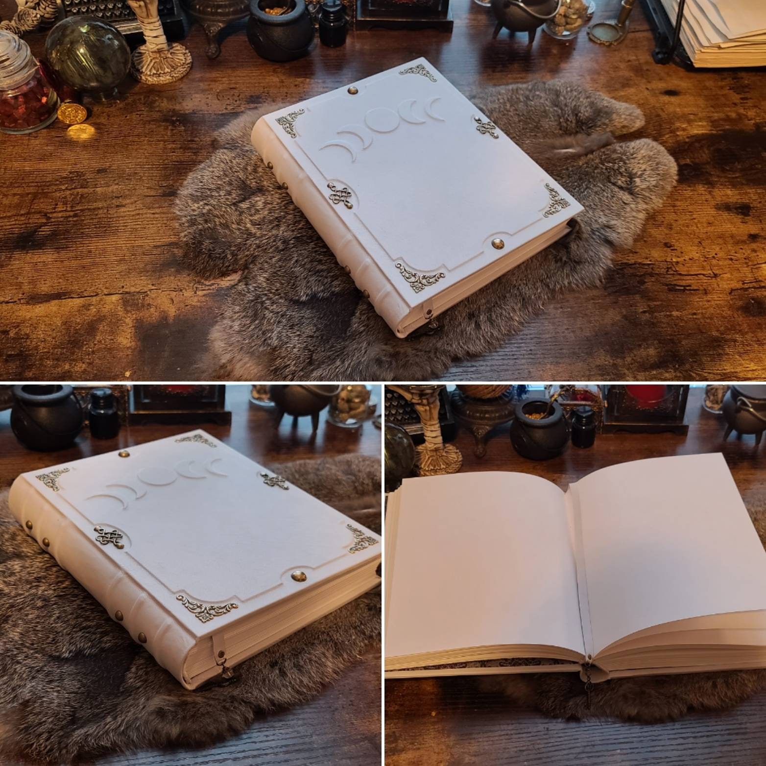 Mysterious Moon Phases Handmade Leather Blank Notebook. Book - Etsy