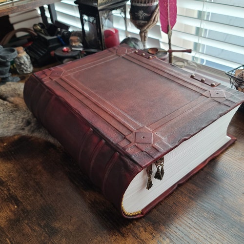 Large Leather Journal With Lock Embossed Handmade Leather - Etsy