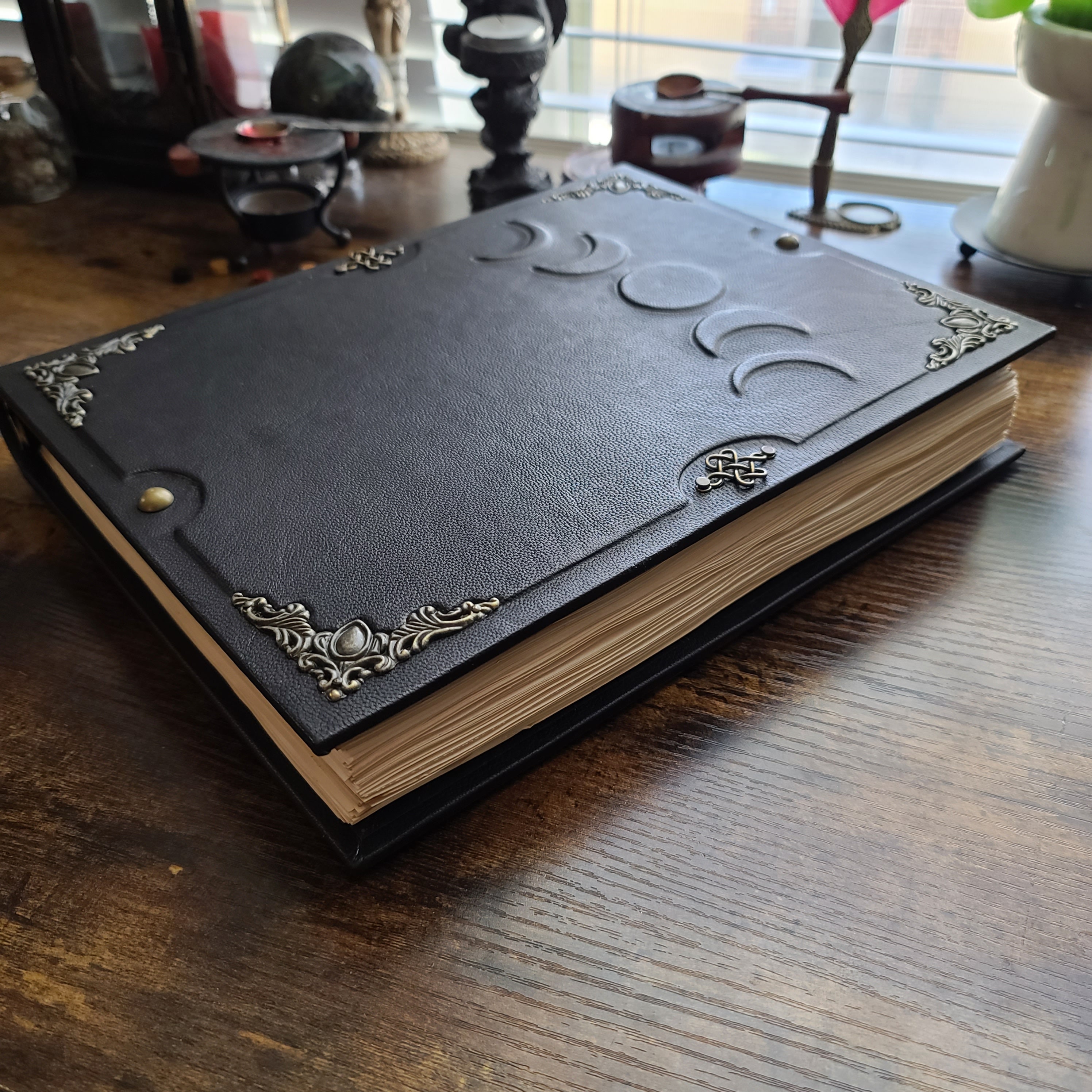 Black Moon Phases Leather 3-ring Binder by Velimira. Aged - Etsy