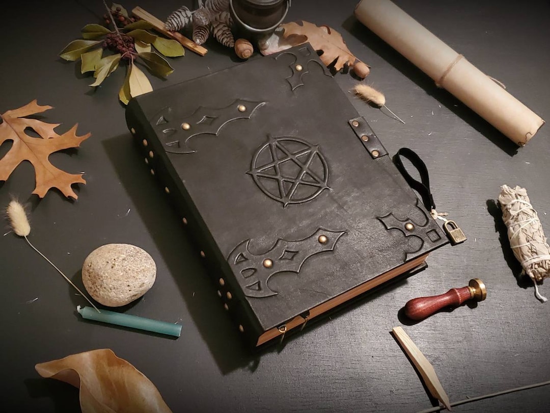 Medieval Spellbook Grimoire Pentagram Leather Handmade Book - Etsy