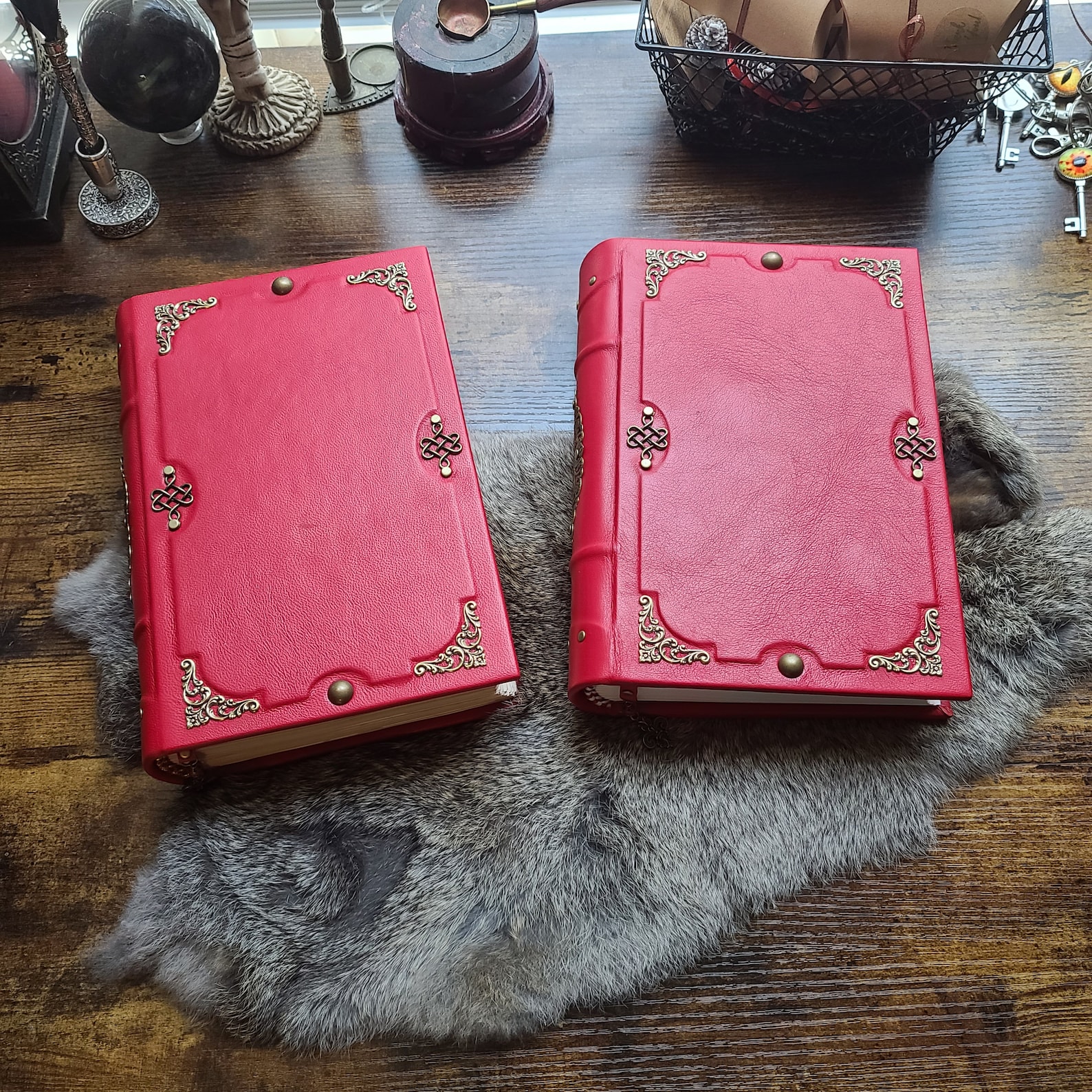 Red Vintage Leather Notebook Grimoire Spellbook Book of Shadows - Etsy
