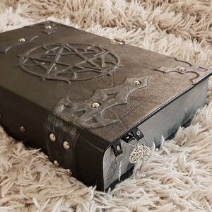 Medieval spellbook grimoire pentacle leather handmade book | Etsy