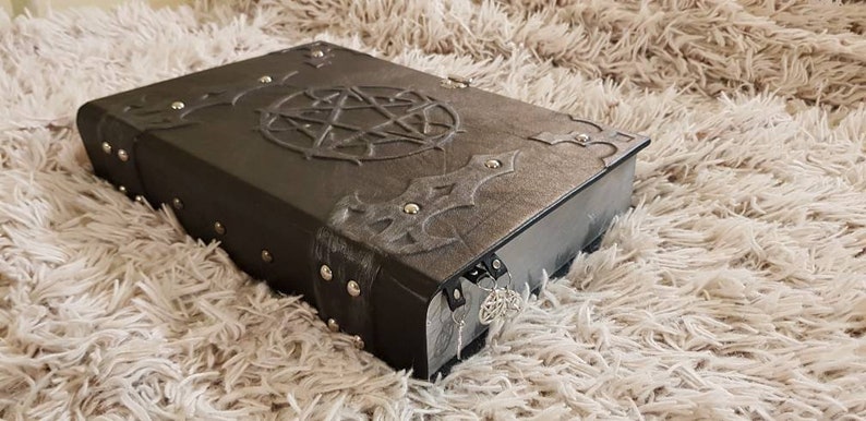 Medieval spellbook grimoire pentacle leather handmade book | Etsy