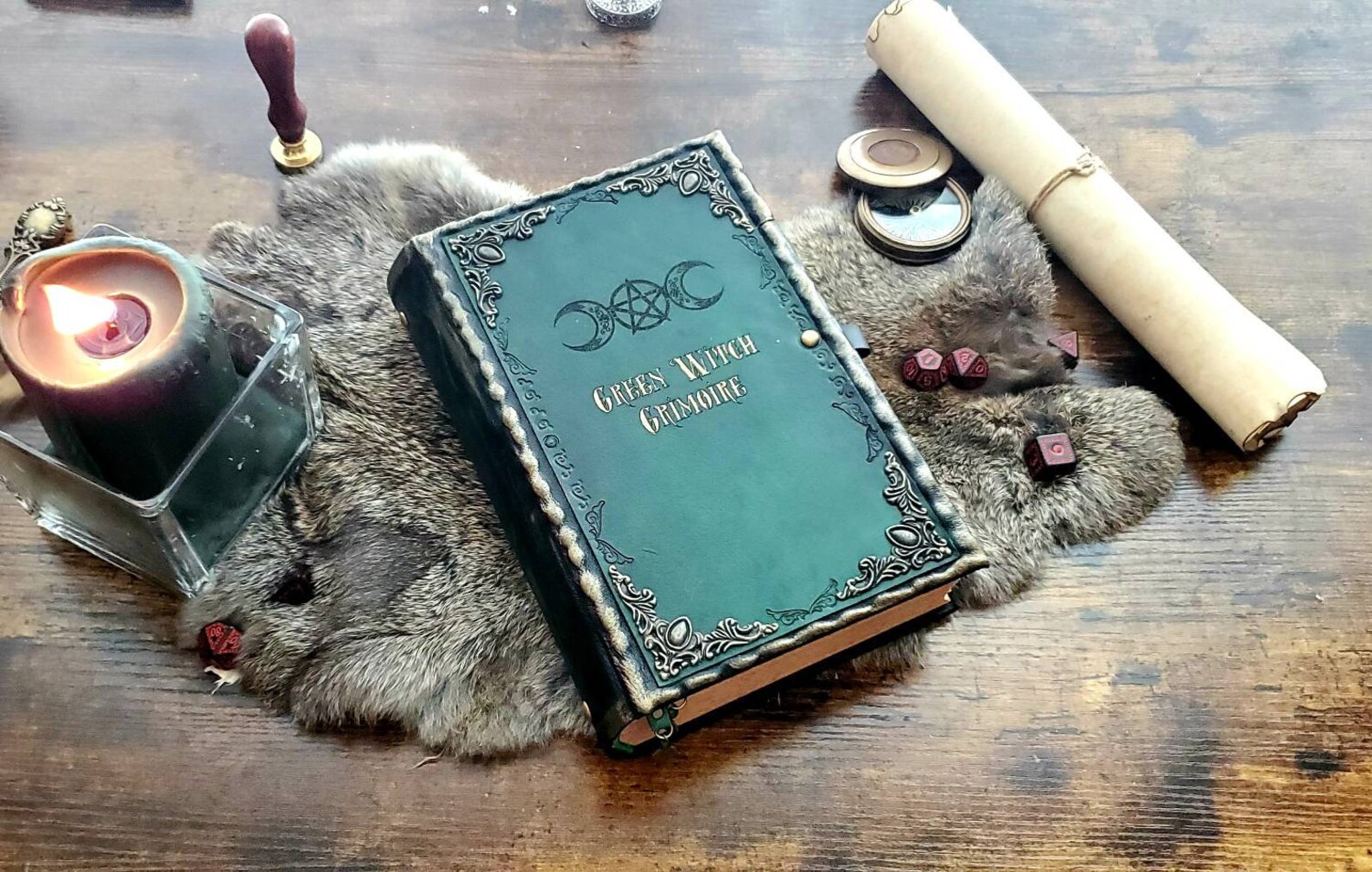Green Witch Grimoire. Handmade Leather Blank Book of Spells - Etsy
