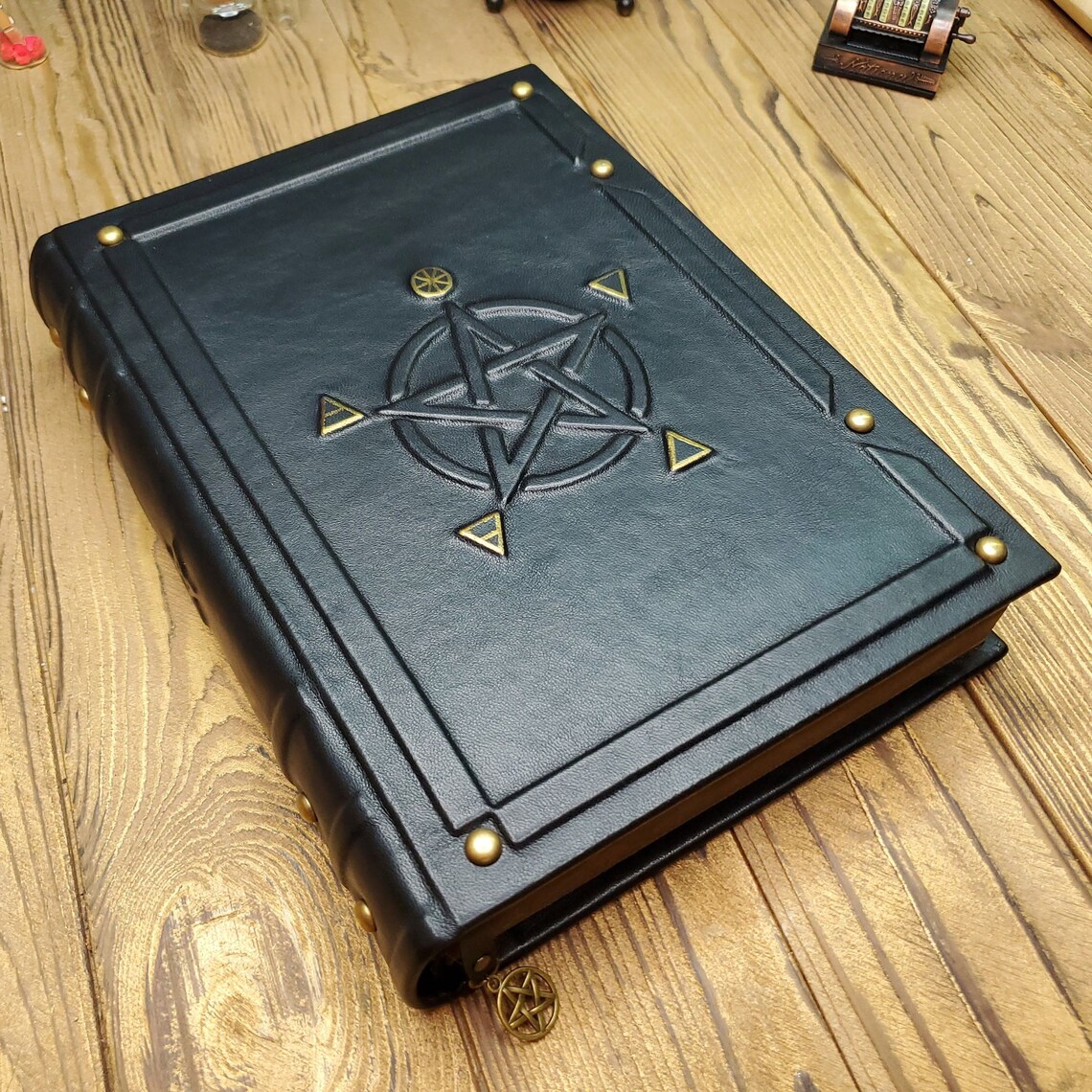 Handmade Leather Blank Book of Spells the Pentagram and 5 - Etsy