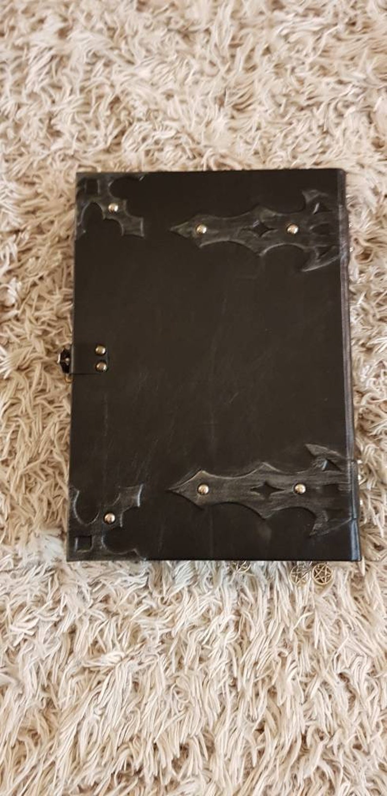 Medieval spellbook grimoire pentacle leather handmade book | Etsy