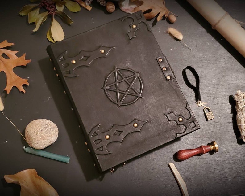Medieval Spellbook Grimoire Pentagram Leather Handmade Book - Etsy New ...