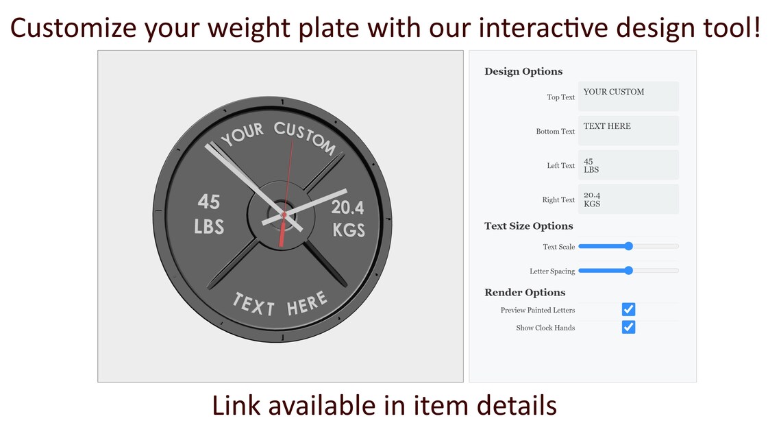 Weight Plate Custom Text Clock Customizable 3D Printed Gift - Etsy