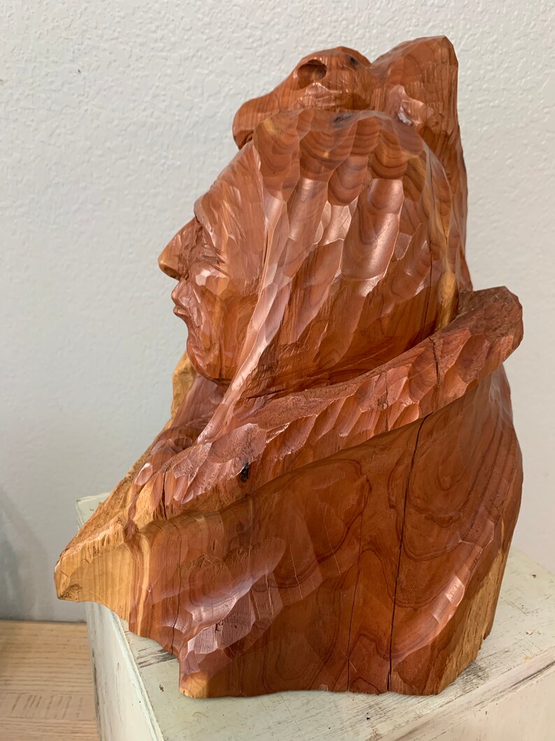 11 1/2" Hand Carved Cedar Native American Sculpture - Etsy