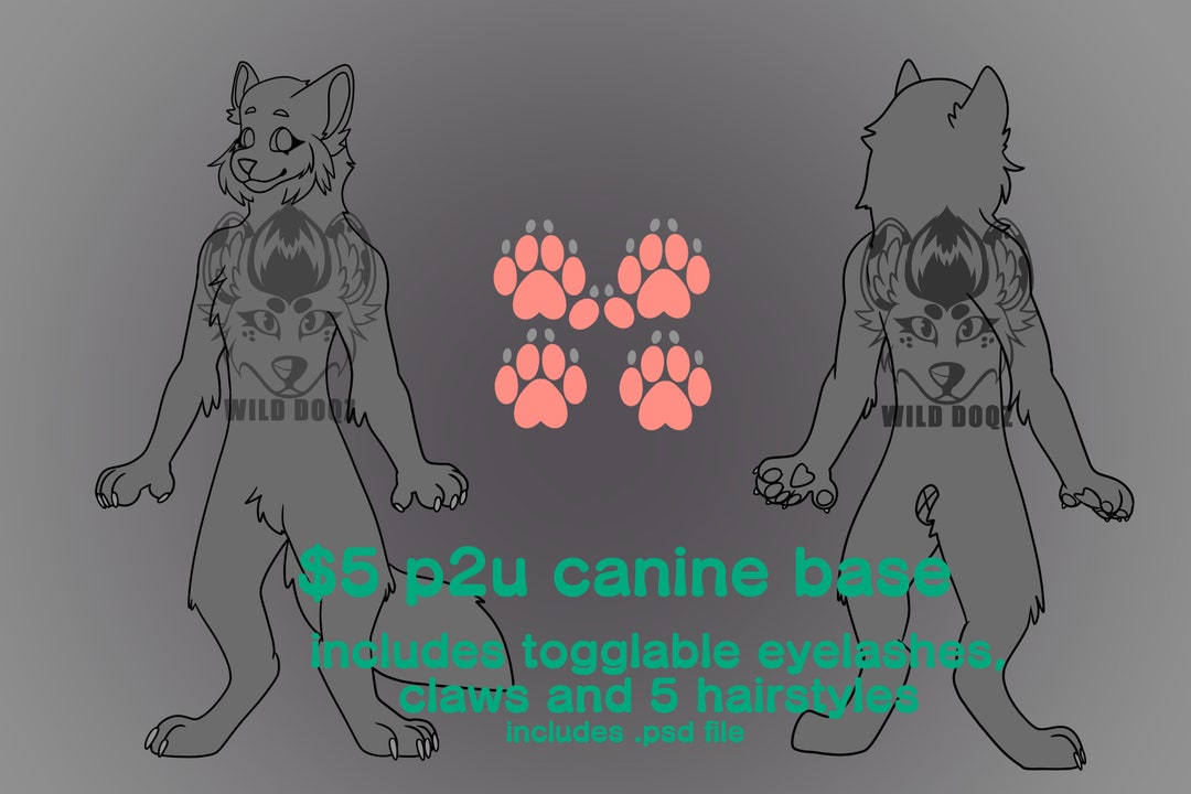 Canine Reference Base/lineart Eyelashes Claws 5 Hairstyles .psd ...